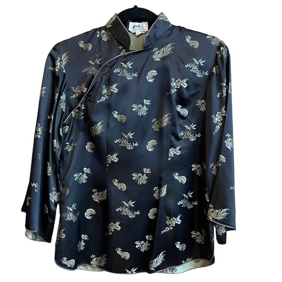 Vintage | Jackets & Coats | Vintage Asian Inspired Satin Embroidered ...